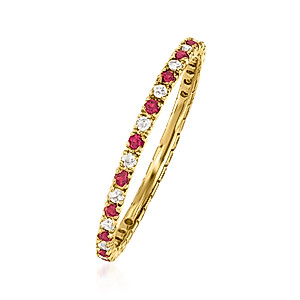 RS Pure by Ross-Simons Gemstone and .13 ct. t.w. Diamond Eternity Band Ring in 14kt Yellow Gold