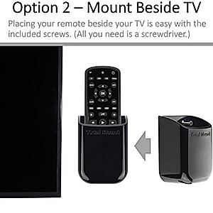 TotalMount Universal Remote Control Holders (2 Pack) – Attach to Wall or Back of TV – Compatible with All TV Remotes (Premium Black, Medium)