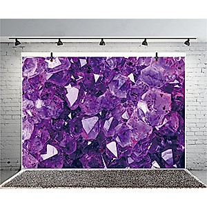 CSFOTO Polyester 7x5ft Crystal Backdrop Bright Violet Texture Amethyst Backdrop Crystal Quartz Jewellery Sparkle Brilliance Ornament Gemstone Background for Photography