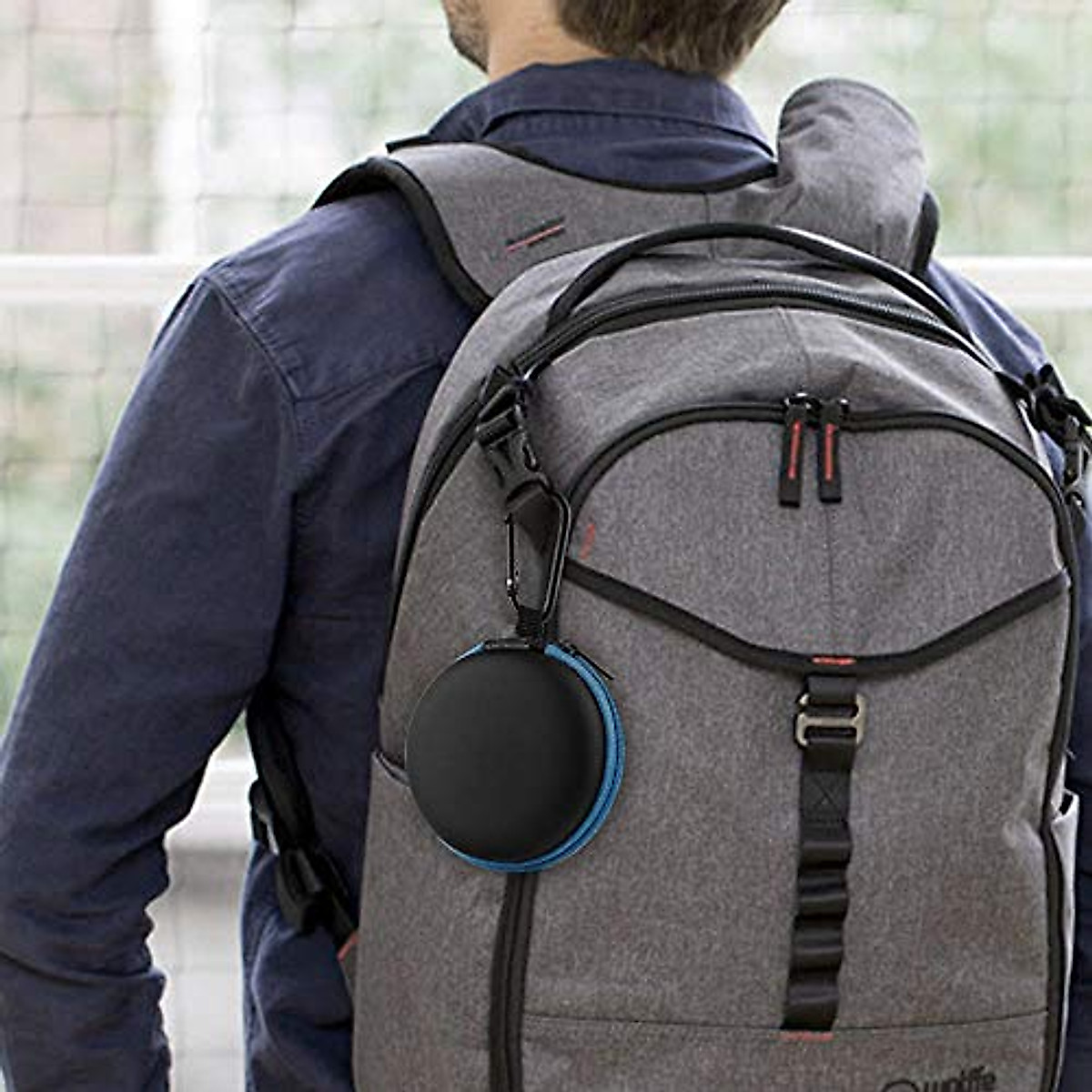 Earbud Case Mini Earphone Case EVA Hard Protective Carrying Case Travel Portable Storage Bag for Earphones Earbuds and Mini Items (Blue+Red)