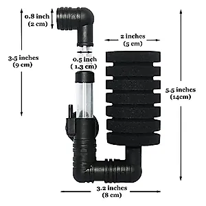 JOR Black Betta Filter Single Sponge, Air-Powered and Low-Maintenance Water Filtration System, Quiet with Relaxing Waterfall-Like Sound, Versatile and Easy to Install with Suction Cup,1 Pc per Pack