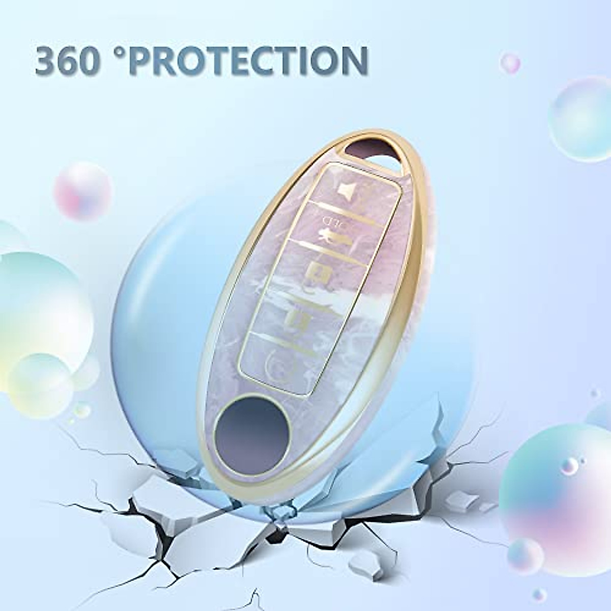 for Nissan Key Fob Cover Car Key Case Shell with Keychain fit Nissan Altima Maxima Murano Rogue Sentra 370z Pathfinder (Pink-5)