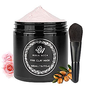Pink Clay Mud Mask, with Bentonite Kaolin Pink Clay & Rose Extracts, Moisturizing & Anti Aging, Pores Minimizers, Skincare for Women & Men, All Skins, With Face Mask Brush, 500ml 16.9 fl.oz