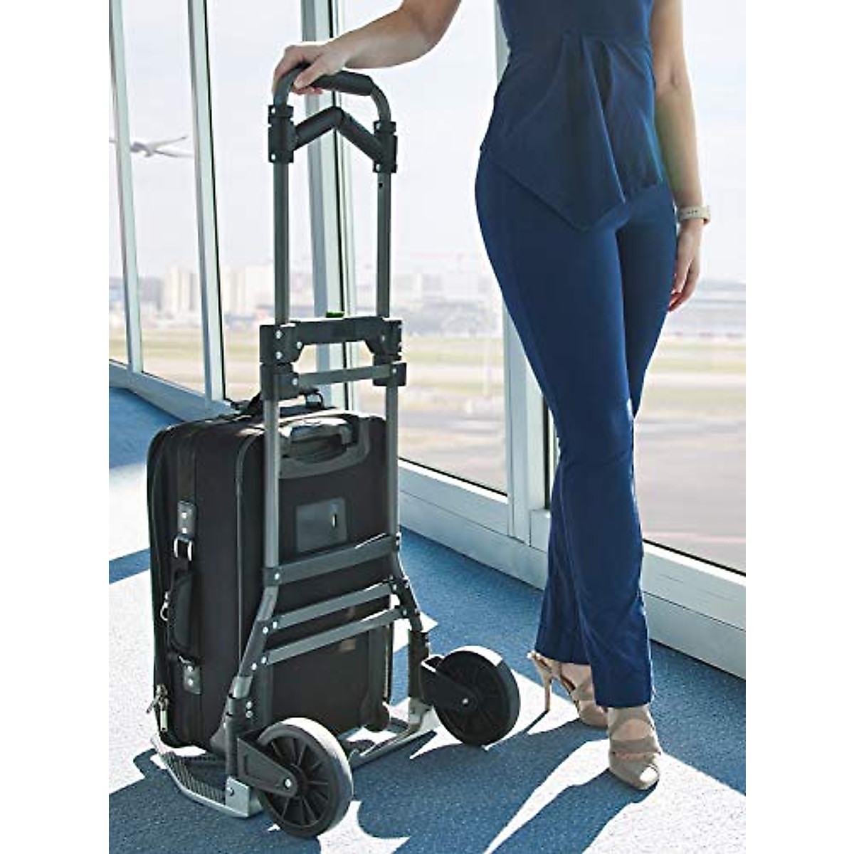 Liberty Industrial 10002 Folding Luggage Dual Handle w/Grips Hand Truck Silver