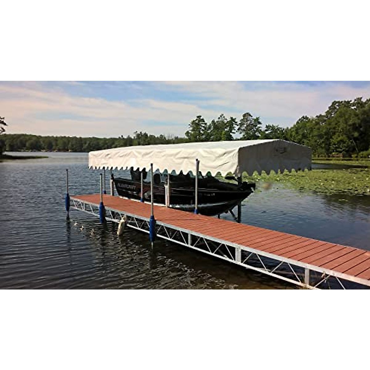 Patriot Docks 16ft. Straight Roll-in Dock (Brown Wood Grain Aluminum)(10522)