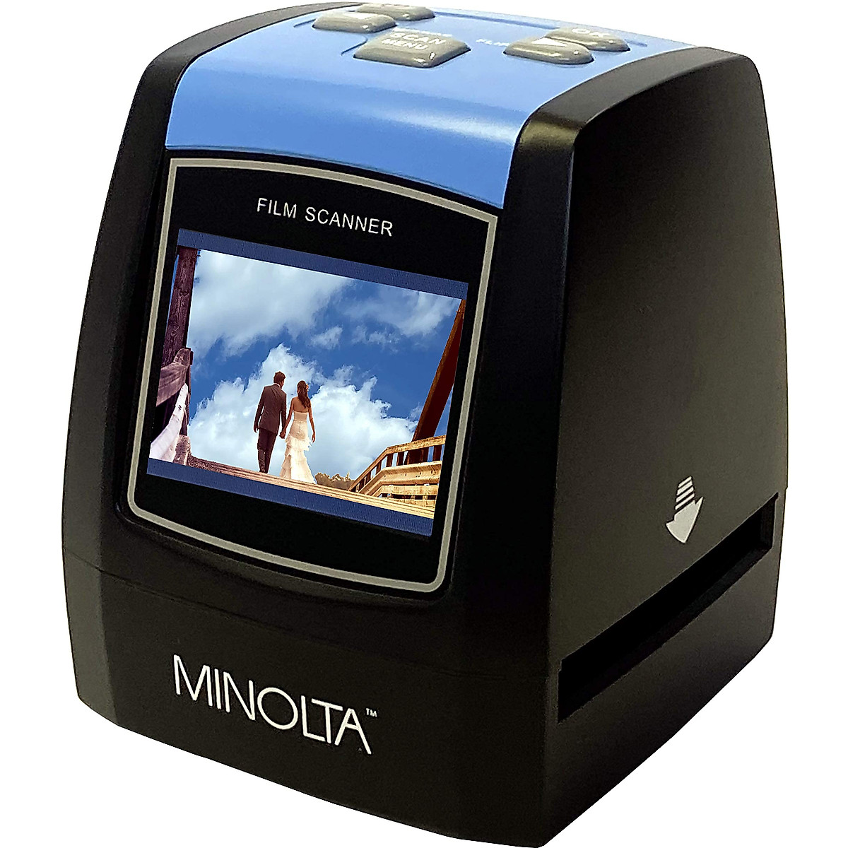 MINOLTA Film & Slide Scanner, Convert Color & B&W 35mm, 126, 110 Negative & Slides, Super 8 Films to 22MP JPEG Digital Photos, 16GB SD Card, Worldwide (Black)