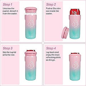 BUZIO 3-in-1 Insulated Can Cooler for 12oz, Double Walled Stainless Steel Can Holder and Beer Bottle Holder, 6 Hours Cold, Can Coozie Drink Cooler for 12 oz Slim Cans, Regular Cans, Bottles