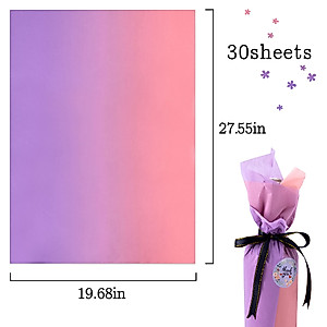 MR FIVE 30 Sheets Pastel Pink Purple Tissue Paper Bulk,20"x 28",Gradient Tissue Paper for Gift Bags,Crafts,Gift Wrapping Tissue Paper for Baby Shower Birthday Weddings Thanksgiving