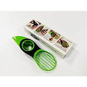 Avocado Slicer 3 in 1, multipurpose tool., Green, Black, silver.