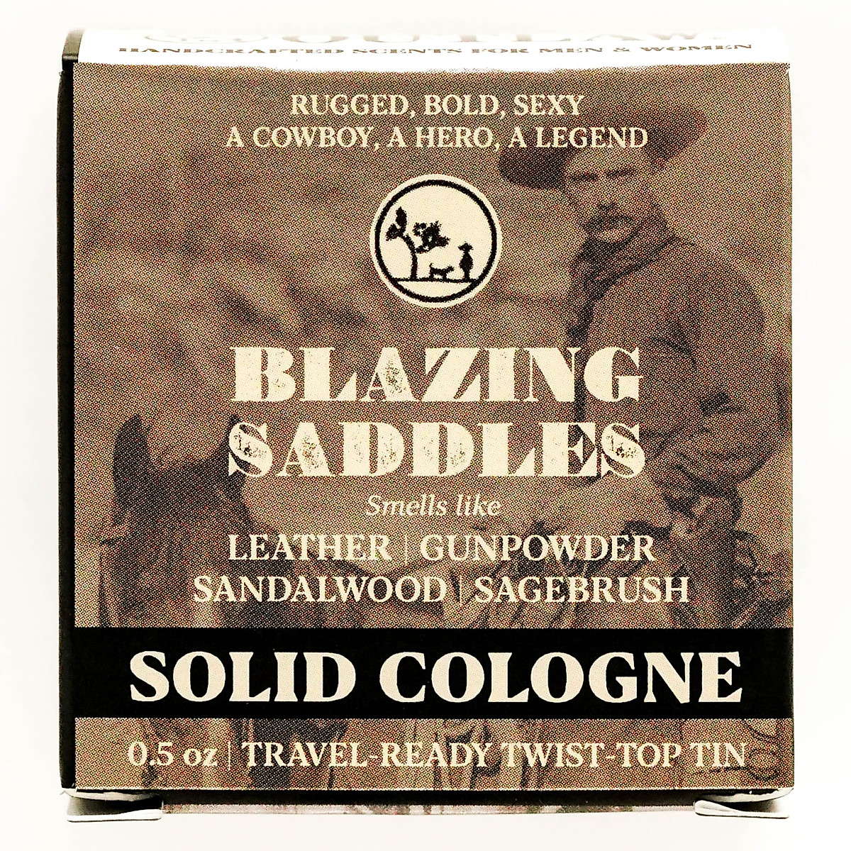 Bold, Western Leather & Gunpowder Scent Solid Cologne - Blazing Saddles Scent by Outlaw - Hard Cologne for Men & Women
