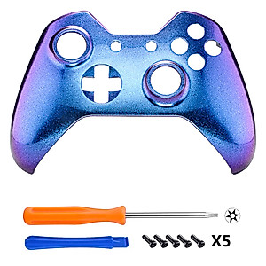 eXtremeRate Custom Design Unique Chameleon Purple Blue Glossy Top Shell Case Front Housing Replacement Faceplate Kits Xbox One Remote Controller Cover - Controller NOT Included