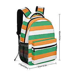 Stripes Saint Patrick Kids Backpack, Student School Bags for Boys & Girls, Bookbags with Adjustable Strapfor Travel