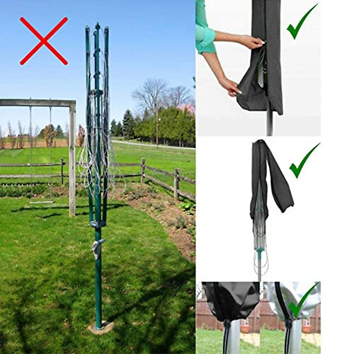 C/A Rotary Dryer Cover Rotary Airer Cover for Drying Rack Protection Waterproof Washing Line Cover for Outdoor Garden Courtyard (Black)