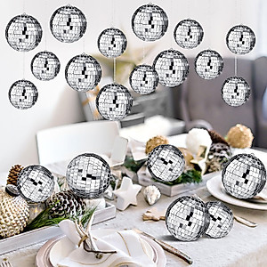 100 Pcs Bulk Disco Ball Set,Mini Mirror Disco Balls Ornaments Hanging Decoration in Different Size for Christmas Tree Cake Topper Dance Music 50s 60s 70s Themed Party(1, 2)
