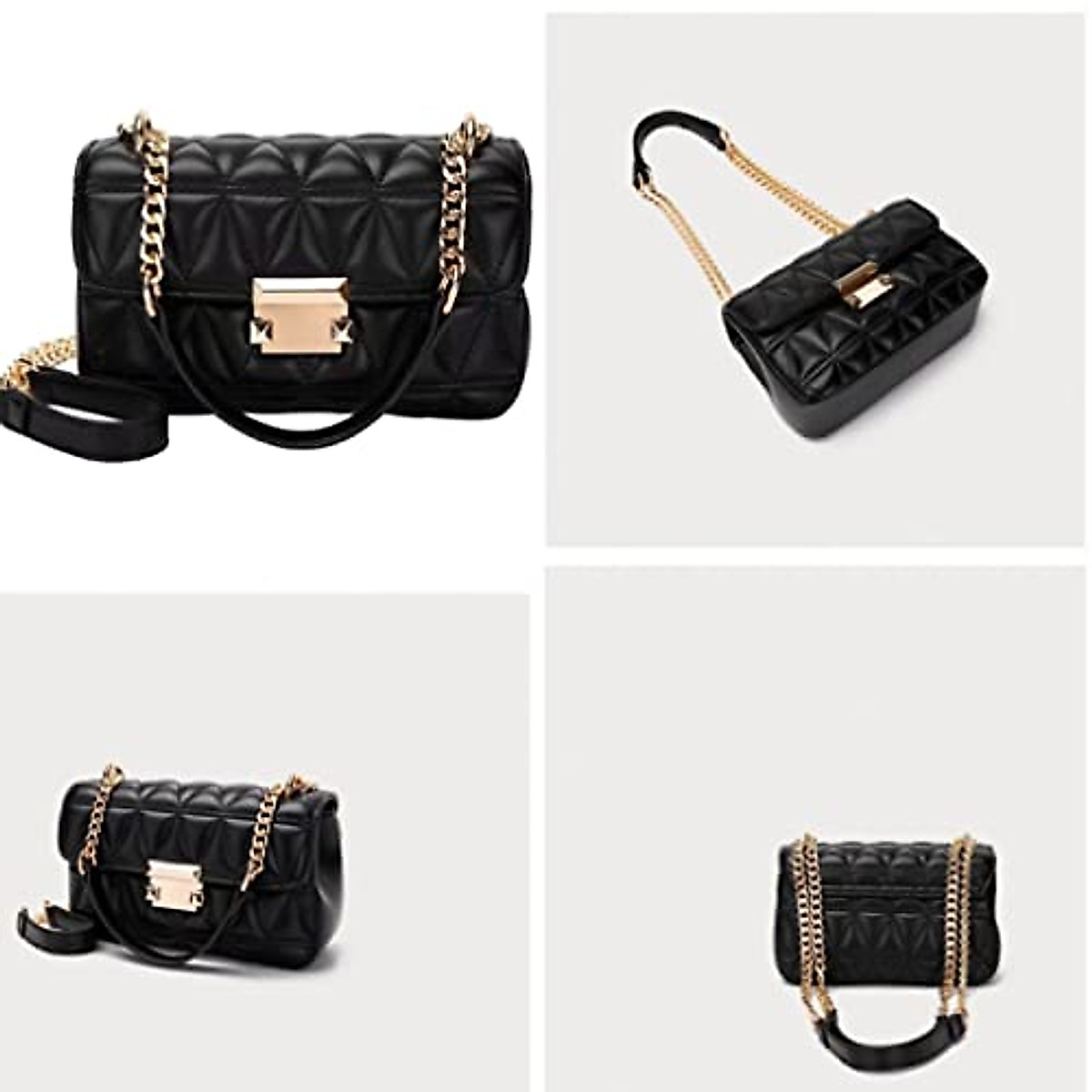 Jopchunm Crossbody Bags for Women Quilted Shoulder Purse with Convertible Chain Strap Classic Satchel Handbag