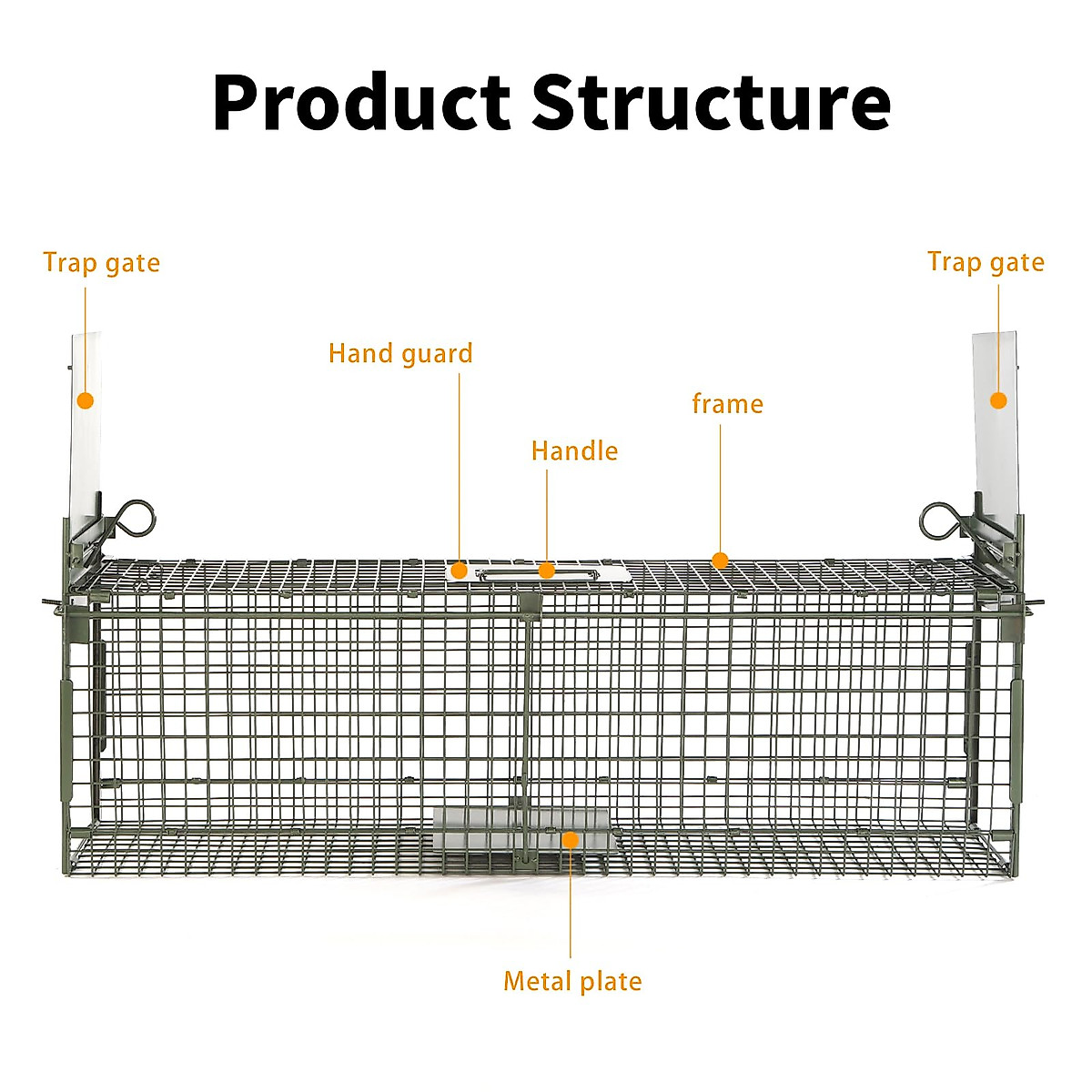 26" 2-Door Live Animal Traps for Stray Cats up to 5.5 pounds, Raccoons, Squirrel, Skunk, Mole, Groundhog, Armadillo, Rabbit, with Pedal Triggers