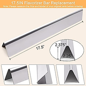 Hiorucet 17.5'' 7620 Flavorizer Bars and 65505 Heat Deflector for Weber Genesis 300 Series, E310 S310 E320 E330 S330 Grill Parts (Front Control), Stainless Steel Heat Plates Replacement Parts