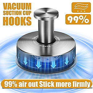 YOHOM Suction Cup Hooks for Shower Bathroom Cup Wall for Inside Vacuum Windows (2 Silver, 2 Silver)