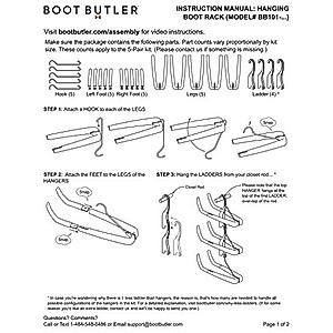 Boot Butler Boot Rack – As Seen On Rachael Ray – Clean Up Your Closet Floor with Hanging Boot Storage – Easy to Assemble & Built to Last – 5-Pair Boot Hanger Boot Organizer & Boot Shaper/Tree