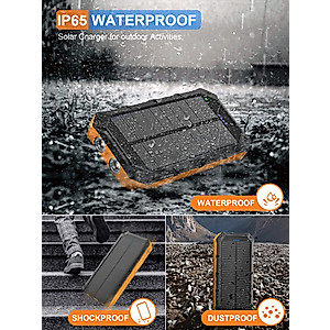 Solar-Power-Bank-Portable-Charger-42800mAh Solar Phone Charger with 4 USB Ports/LED Flashlight Fast Charge USB C External Backup Battery Pack Compatible with iPhone Tablet, for Outdoor, Camping