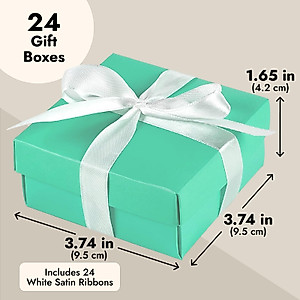 BLUE PANDA 24 Pack Party Favor Boxes, Small Turquoise Candy Treat Gift Box for Bridal Shower Engagement Birthday Wedding