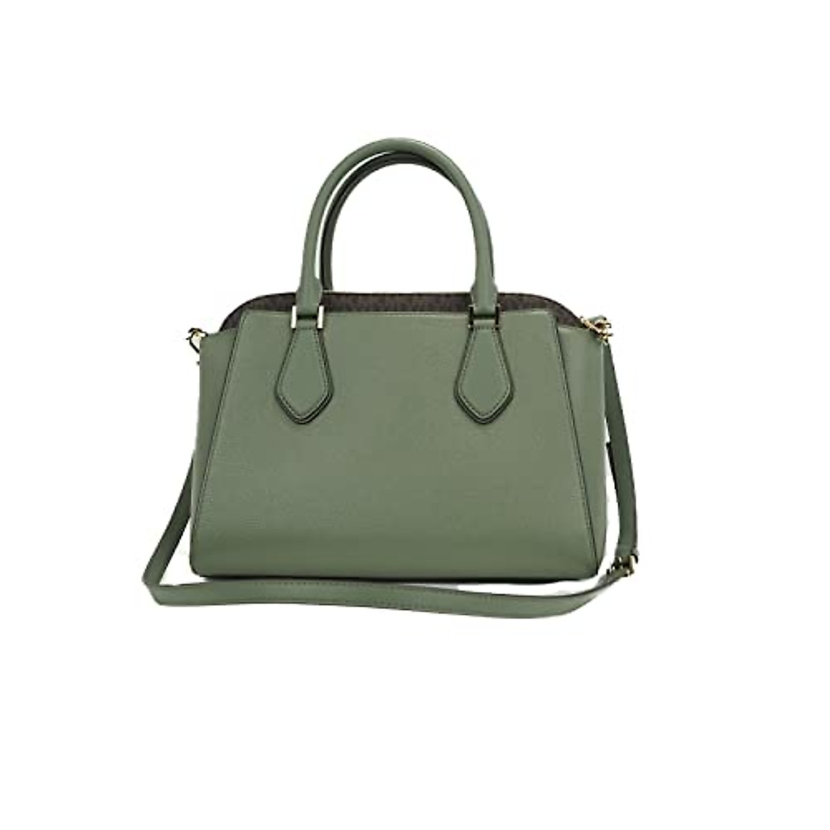 Michael Kors Daria Large Army Green Pebble Leather Triple Compartment Satchel Handbag