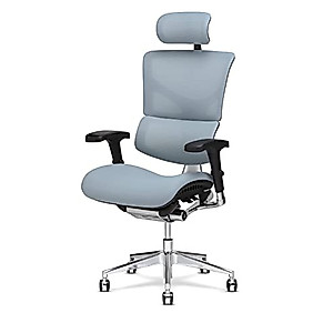 X-Chair X3 Management Office Chair, Glacier A.T.R. Fabric with Headrest - High End Comfort Chair/Dynamic Variable Lumbar Support/Floating Recline/Highly Adjustable/Durable/Executive Office Desk Seat