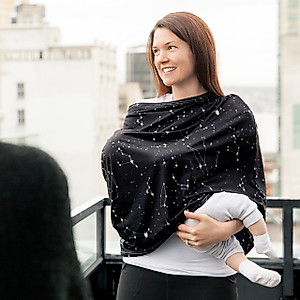 Moody Park Baby - Baby Carseat Cover - Ultra Soft and Stretchy Nursing Cover - 6-in-1 Multi-Use Carseat Cover Boy - Essentials for Baby Boy Baby Girl or Gender Neutral (Constellation)