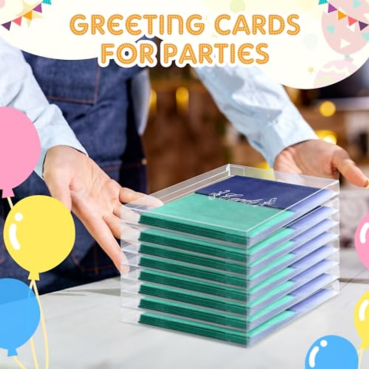 Suzile 24 Pcs Clear Greeting Card Boxes, Plastic Transparent Photo Storage Box Greeting Card Holder Rectangular Box Case Printed Cards for Cards, Photos, Paper, Envelopes(5.39 x 7.36 x 1 Inches)