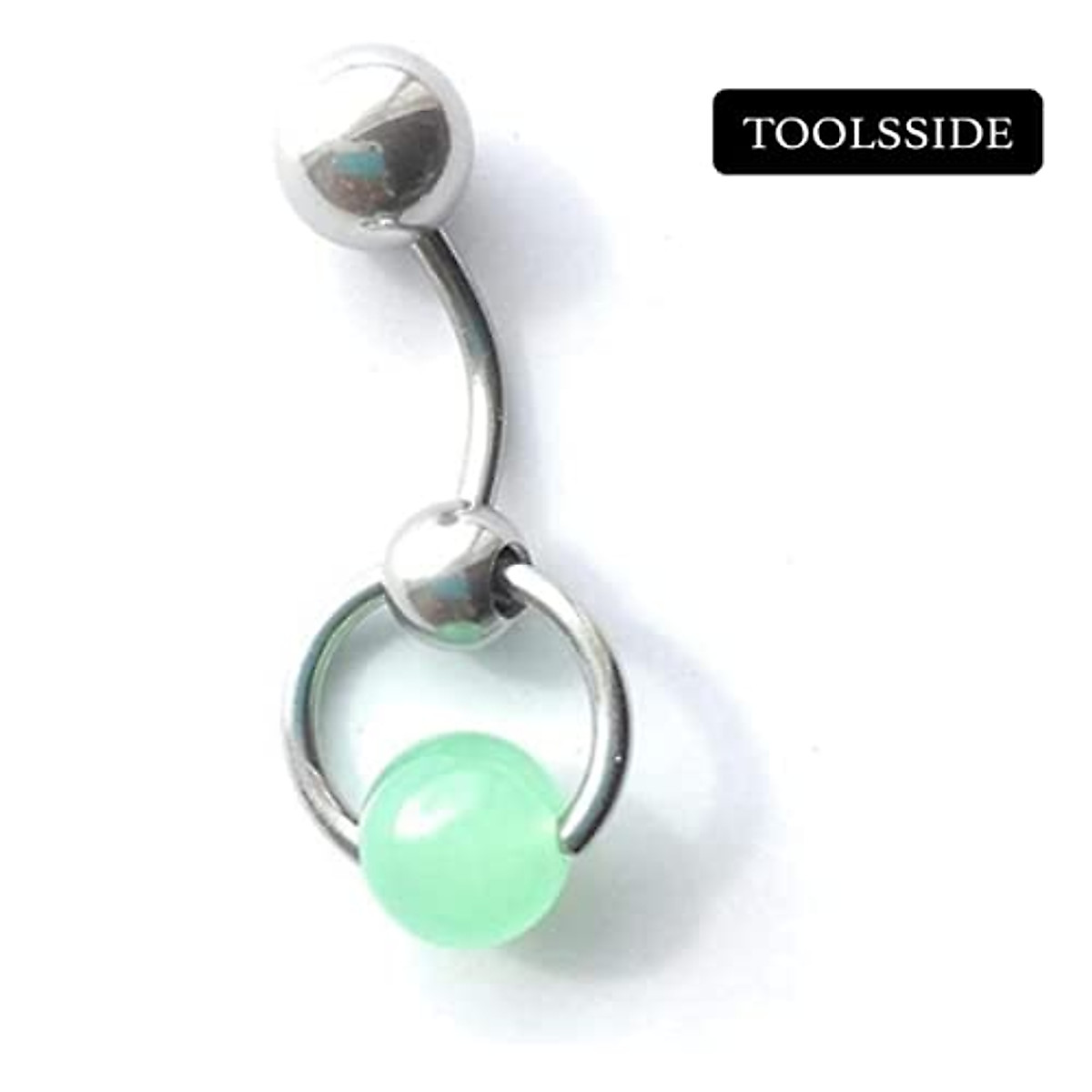 Vertical Hood Piercing Jewelry for Women with Calming Stone Chinese Jade - Belly Button Ring, Vch Jewelry Hood, Stainless Steel Belly Button Rings, Vch Piercing Jewelry 14g, Belly Button Piercing
