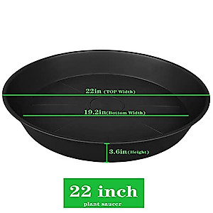 Bleuhome 3 Pack of 20 22 inch Plant Saucer (19.2 Inch Base), 3.6" Depth Tray, Large Deep Garden Plastic Flower Plant Trays for Indoors Outdoor, Tray for Planter 19-23" (Black)