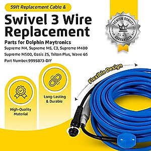 9995873 DIY Cable & Swivel 3 Wire Replacement Parts for Dolphin Supreme M4, Supreme M5, C3, Supreme M400, Supreme M500, Oasis Z5, Triton Plus, Wave 65 Robotic Pool Cleaners