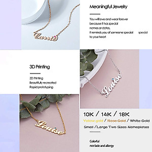 MRENITE 10k 14k 18k Solid Yellow Gold Personalized Name Necklace with Birthstone – Small Dainty Nameplate Jewelry - Custom Any Name Gift for Women Daughter Wife