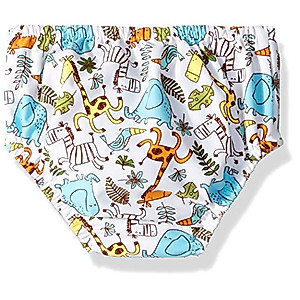 Swim Time Boys' Reusable Swim Diaper UPF 50+ with Side Snaps, White Jungle Book/Animals Green, X-Large