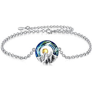 YFN Mountain Bracelet Sterling Silver Crystal Mountain Range Bracelet Nature Jewelry Gift for Skiers, Hikers, Campers, Climbers,Nature Lovers(Mountain crystal bracelet)