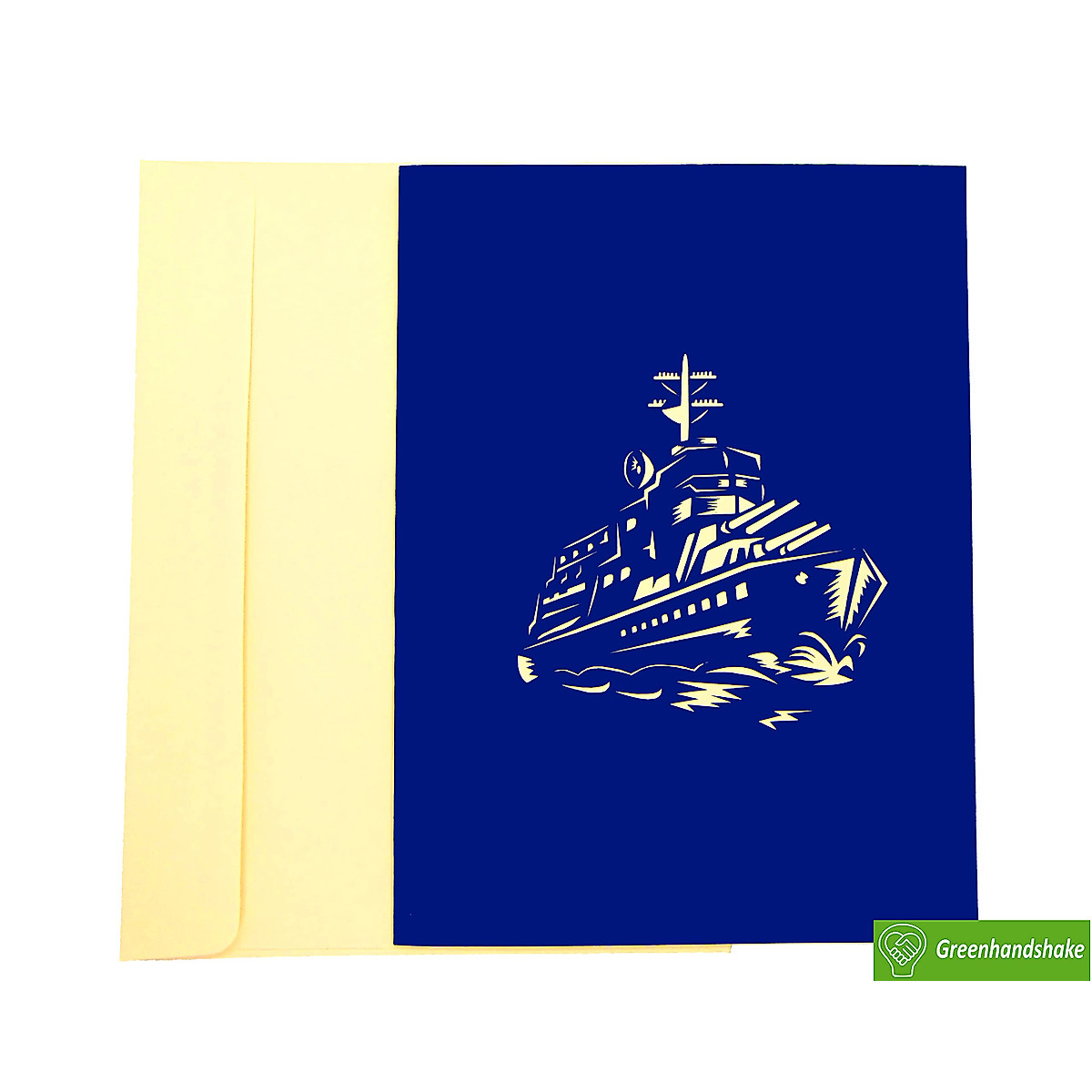 GREENHANDSHAKE Powerful US Navy Ship 3D Pop Up Birthday Card, Valentine's Day, Mother's Day, Graduation, Wedding, Thank You, Get Well, All Occasions, 8 x 6 in