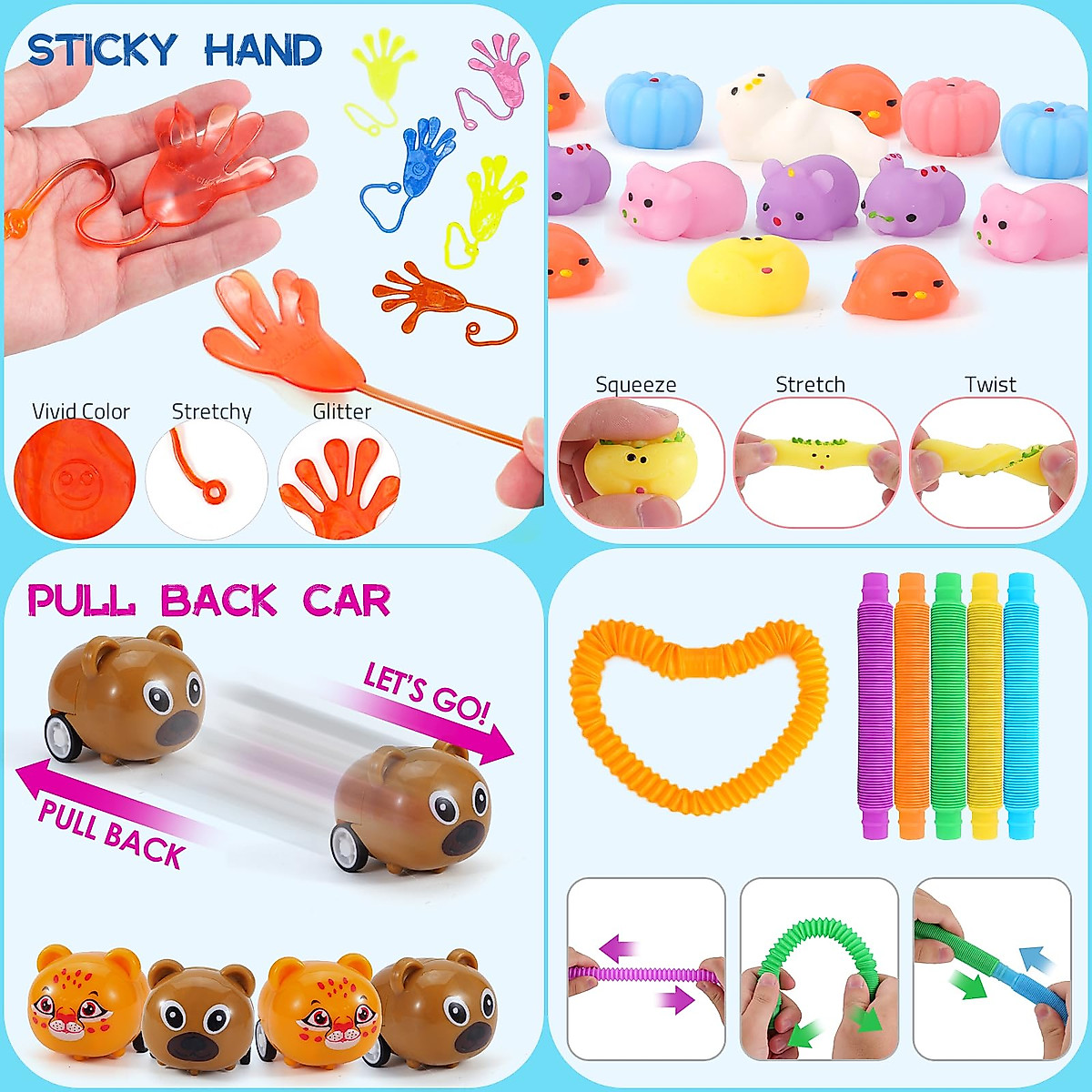 70 Pcs Party Favors for Kids 3-5 4-8 8-12 Treasure Chest Carnival Prizes Box Toys for Classroom, Pinata Filler Goodie Bag Stuffers for Birthday Party, Bulk Small Fidget Toys Pack for Boys Girls