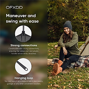 OFXDD Rubber Fly Swatter, Long Fly Swatter Pack, Fly Swatter Heavy Duty, All Black Color (4 Pack)