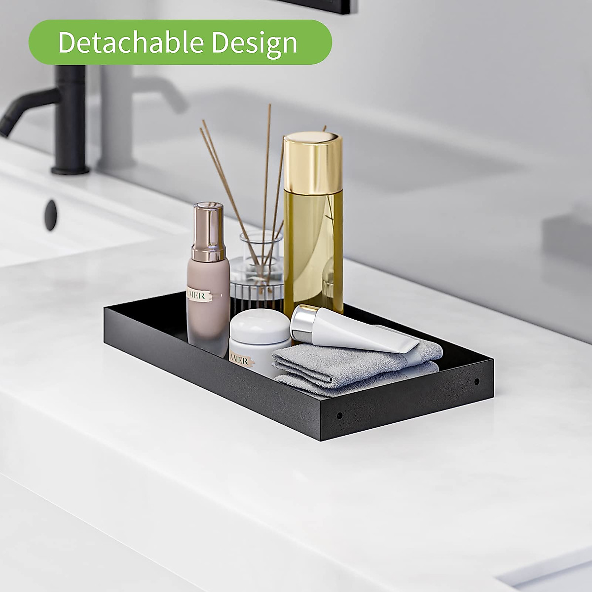 HANGXIN Bathroom Organizer Countertop, 2-Tier Bathroom Counter Organizer, Iron Countertop Standing Shelf Under Sink Organizer Kitchen Spice Rack, Cosmetic Organizer Holder Vanity Storage Tray