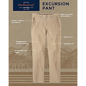 Weatherproof Vintage Men's Regular Fit Excursion Pants - Ultra Stretch Casual Flat Front Chino, Size 34W x 32L, Sand