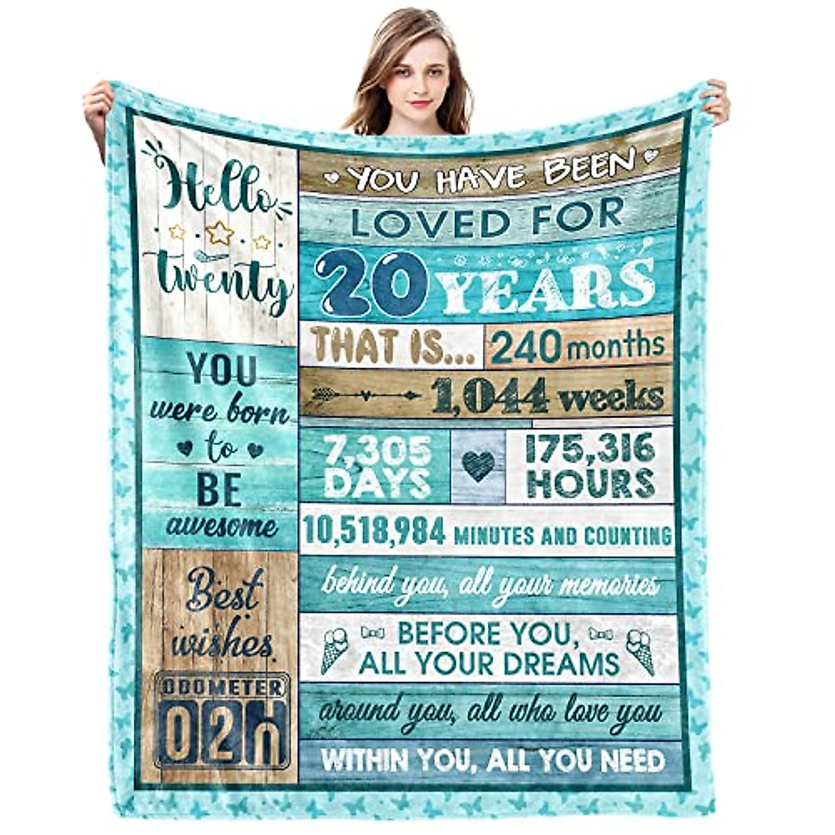 Winkwarm 20th Birthday Decorations for Her 20th Birthday Gifts for Her Him 20 Year Old Girl Boy Gift Ideas 20th Happy Birthday Gifts for Women Daughter Son Girl Boy Flannel Throw Blanket 60"X50"