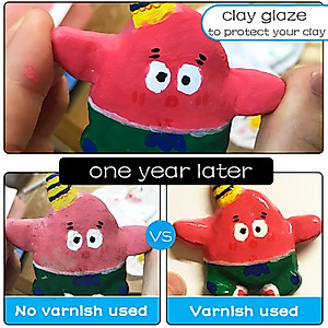 50ml Air Dry Clay Varnish，Air Dry Clay Sealant for Airdry Clay，Air Dry Clay Glaze Can Not Only Used to Prevent Clay Cracking, Scratches, and Wear,It Can Also Having a Glossy Glaze Effect (Gloss)