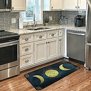 ALAZA Antique Style Moon Phases Area Rug 39 x 20 Inch, Non-Slip Floor Mat Washable Runner Rug for Kitchen Hallway Entryway Living Room Bedroom Dorm Home Decor