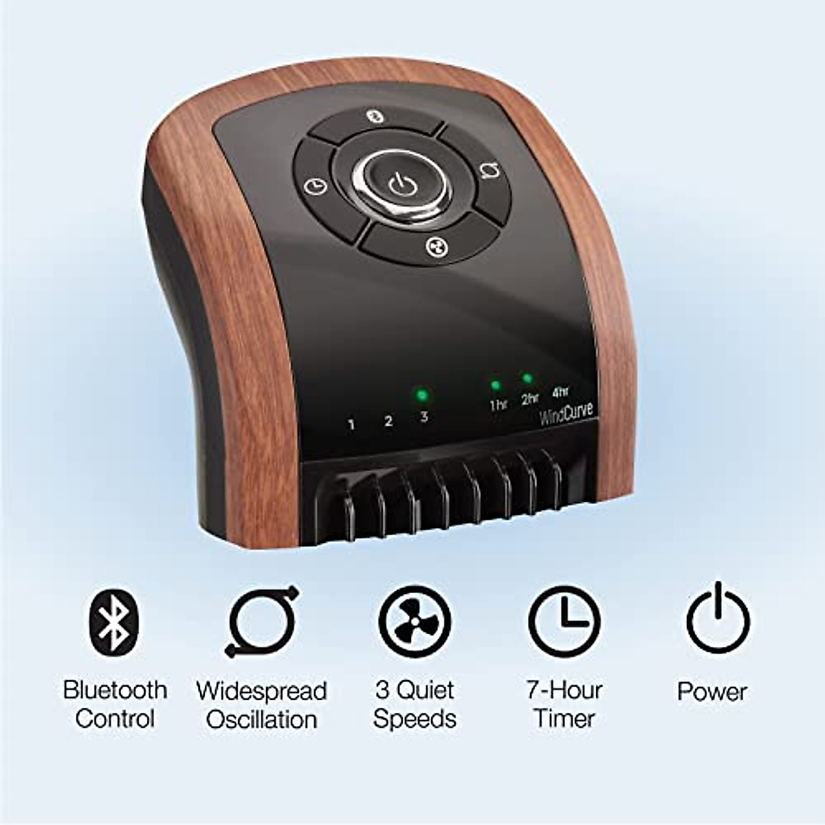 Lasko Wind Curve Electric Oscillating Tower Fan with Bluetooth Technology for Indoor, Bedroom and Home Office Use, 42", Woodgrain T42905