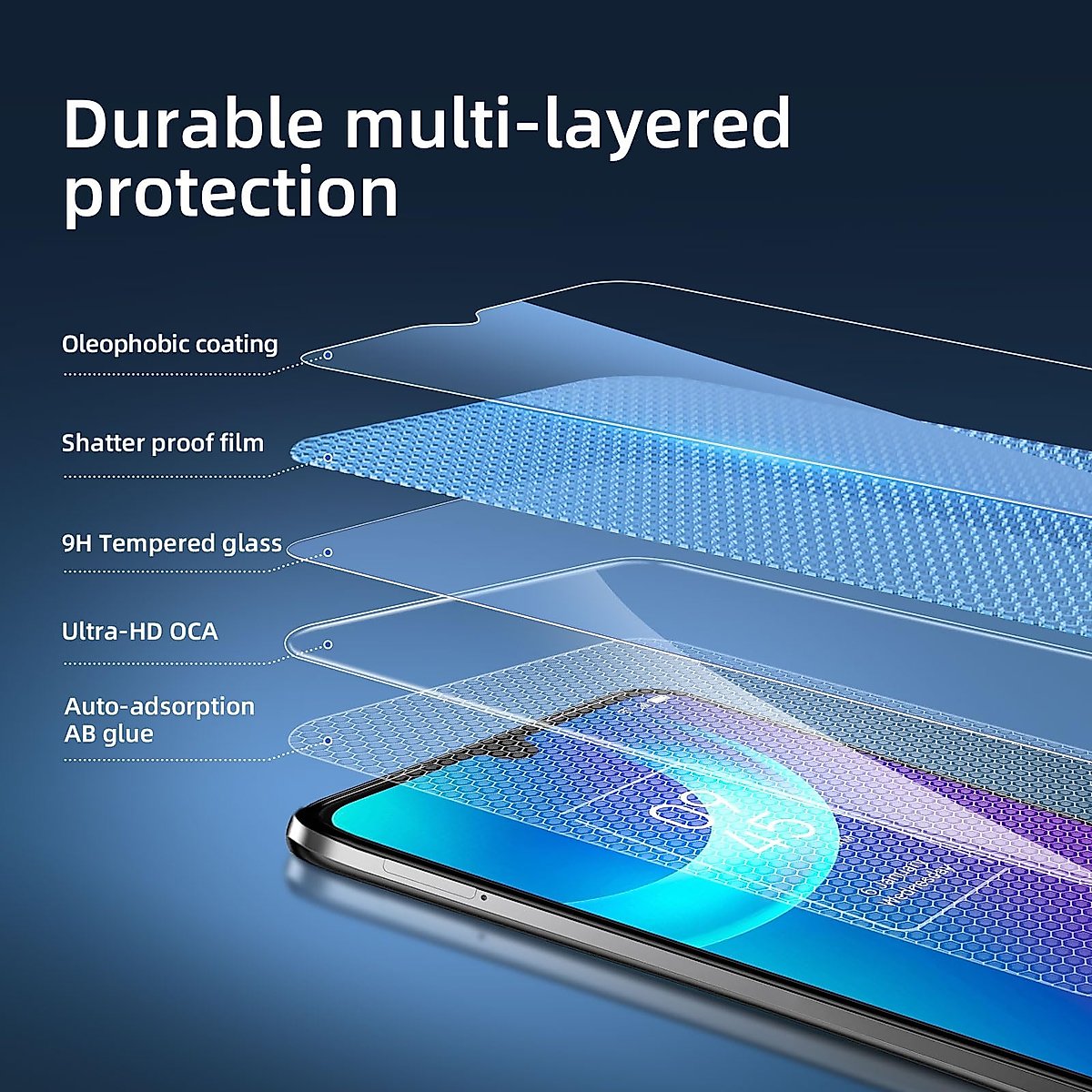 NEW'C [3 Pack] Designed for TCL 30 5G/TCL 30/TCL 30 Plus Screen Protector Tempered Glass, Bubble Free, Ultra Resistant