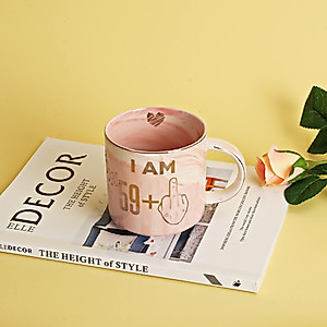 60th Birthday Gifts for Women - Funny Turning 60 Year Old Birthday Gift Ideas for Wife, Mom, Daughter, Sister, Aunt, Best Friends, BFF, Coworkers - Fabulous Pink Marble Mug, Ceramic 11.5oz Coffee Cup