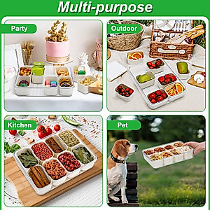 Divided Serving Tray Snack Platter Container with Lid & Handle, 8 Compartments Portable Food Fresh-Keeping Storage Box Vegetable Organizer for Refrigerator Perfect for Party & Picnic