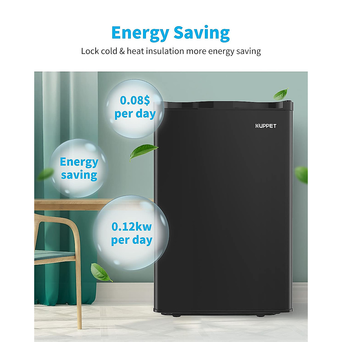 KUPPET Mini Refrigerator Compact Refrigerator-Small Drink Food Storage Machine for Dorm, Garage, Camper, Basement or Office, Single Door Mini Fridge, 4.5 Cu.Ft,Black