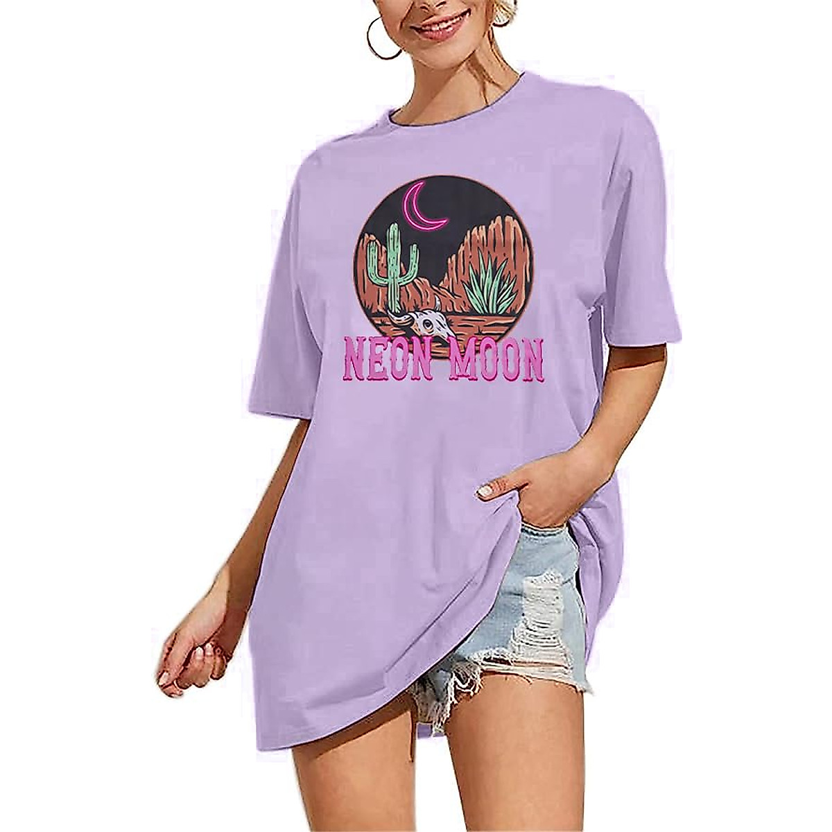 Women's Oversized T Shirts Neon Moon Shirts Classic Country Cowgirl T-Shirt Music Vintage Graphic Tee Tops