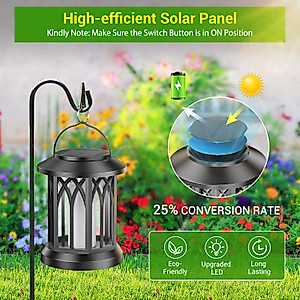 KOOPER 4 Pack Solar Lantern Outdoor Lights, Upgraded Flickering Flame Solar Lanterns Lights Outdoor Waterproof, Hanging Outdoor Solar Lanterns Lights, Solar Powered Lanterns for Yard Garden Decor